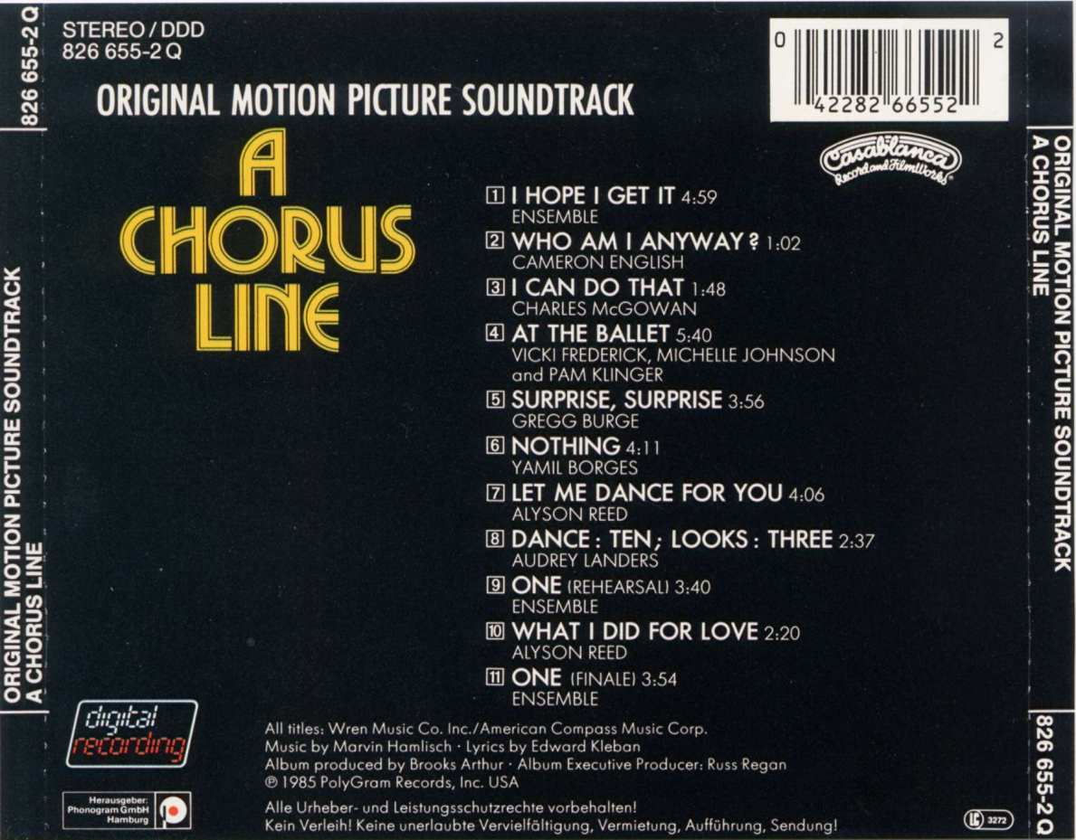 A Chorus Line : Back | CD Covers | Cover Century | Over 1.000.000 Album ...